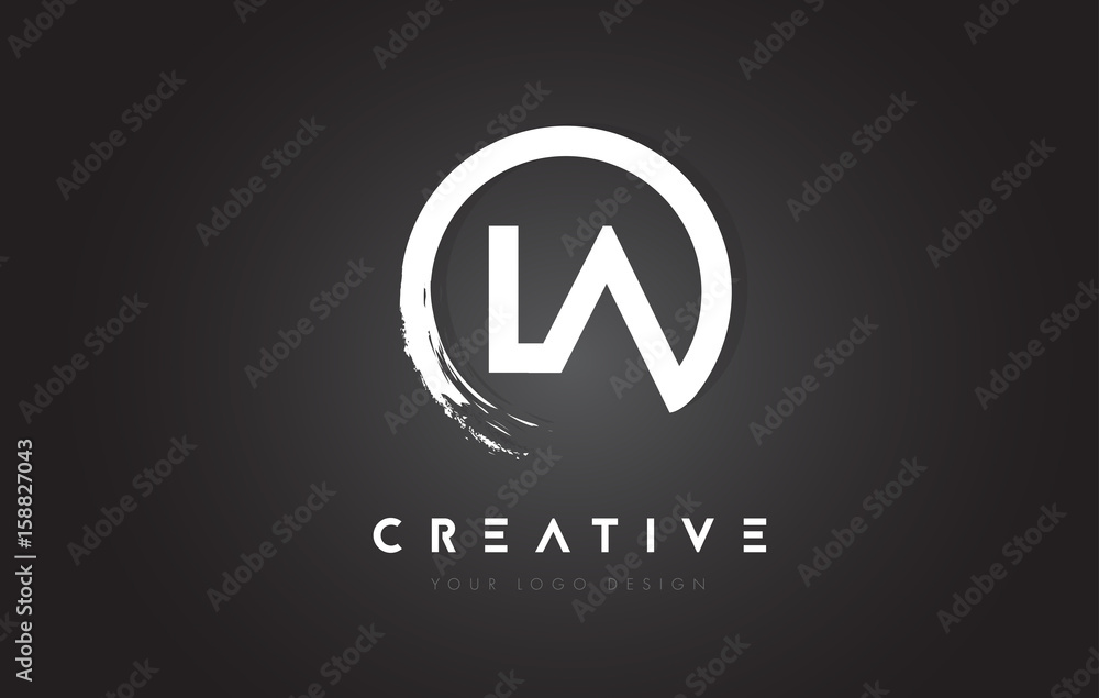LA Circular Letter Logo with Circle Brush Design and Black Background ...