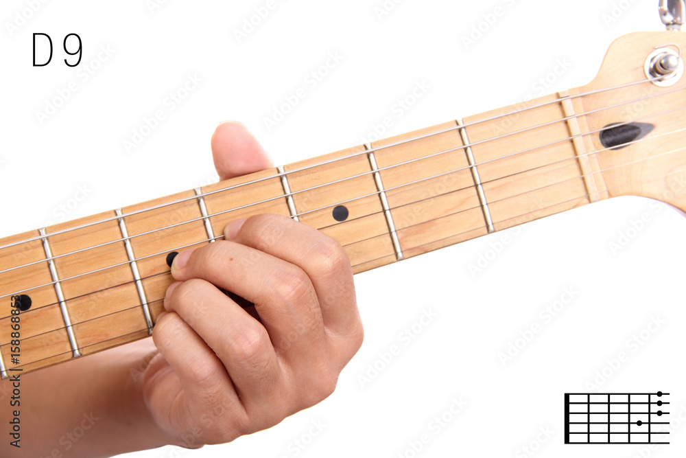D9 guitar chord tutorial Stock Photo | Adobe Stock