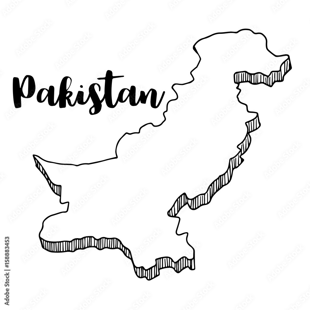 Hand drawn of Pakistan map, vector illustration Stock Vector | Adobe Stock