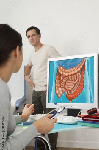 Models On screen, drawing illustrating a sigmoiditis ; inflammation of ...