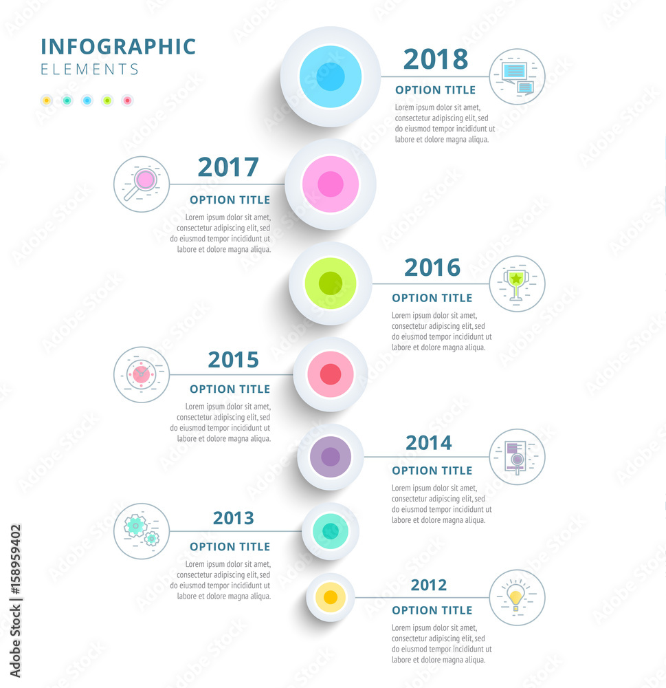 Clean minimalistic business 7 step timeline chart infographics with ...