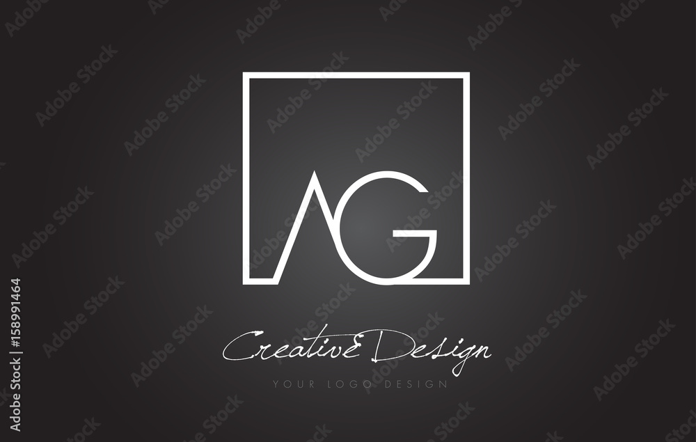 AG Square Frame Letter Logo Design with Black and White Colors. Stock ...