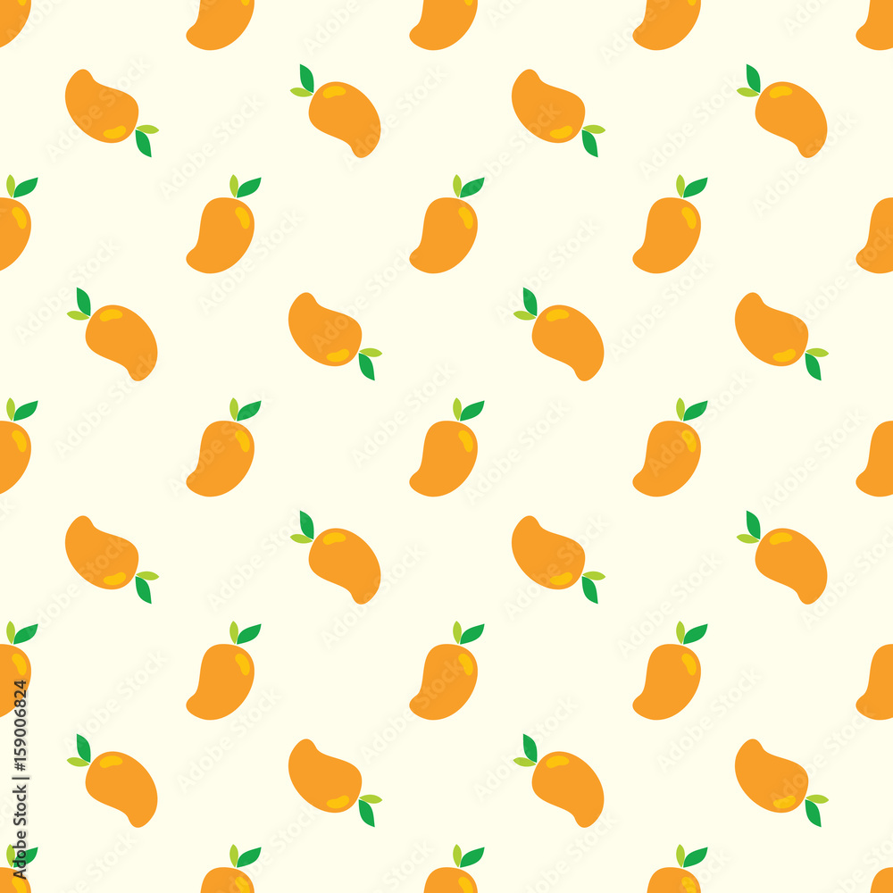 Seamless mango pattern. Yellow Mangoes background for print, textile ...