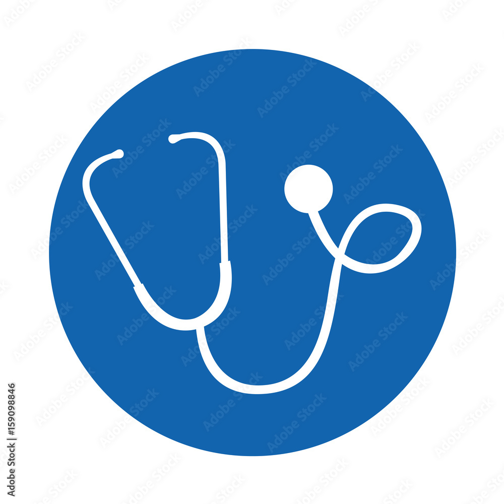 round icon blue stethoscope cartoon vector graphic design Stock Vector ...