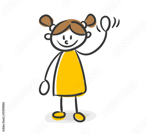 Strichfiguren Kinder Mädchen Hallo – kaufen Sie diese Vektorgrafik und ...