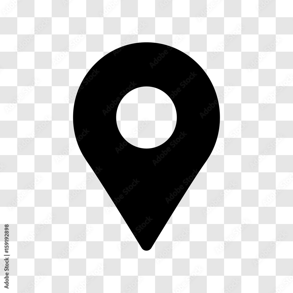 Pin location icon. iconic symbol, on transparency grid. Vector Iconic ...