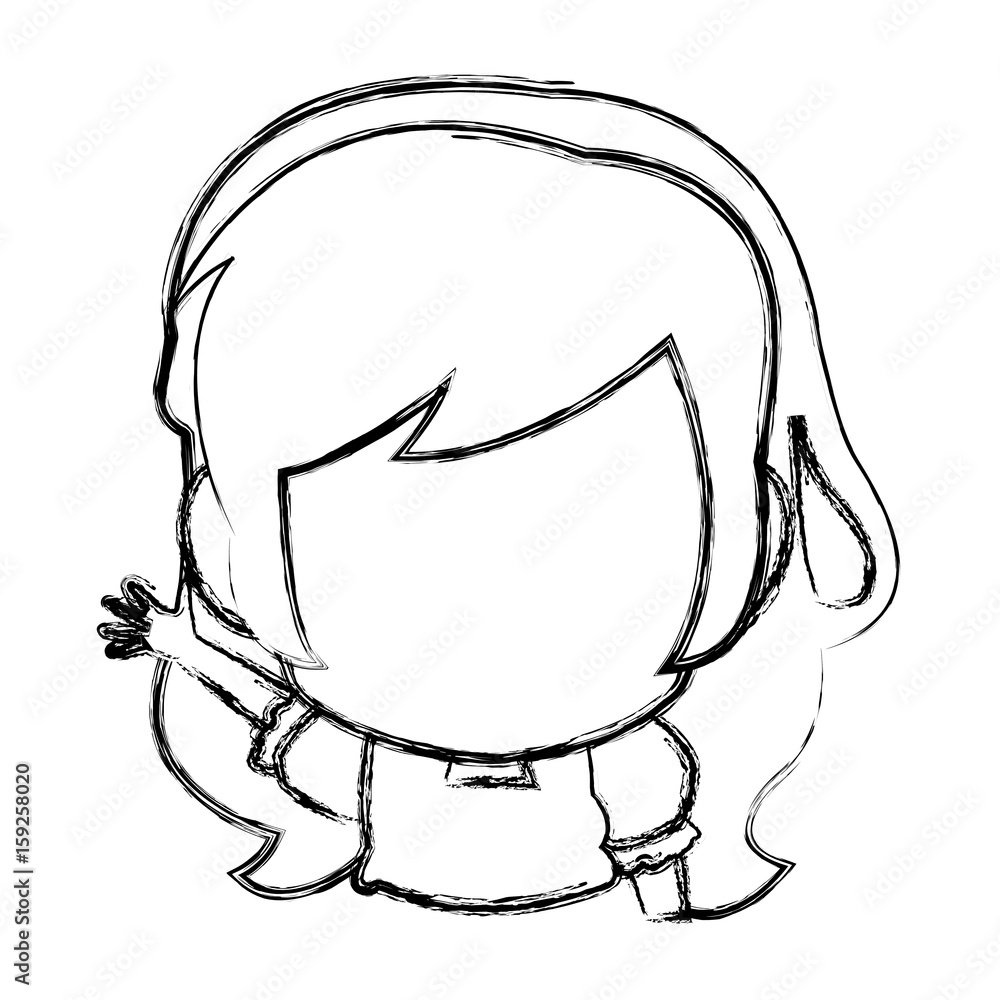 manga anime girl chibi character contour vector illustration Stock ...