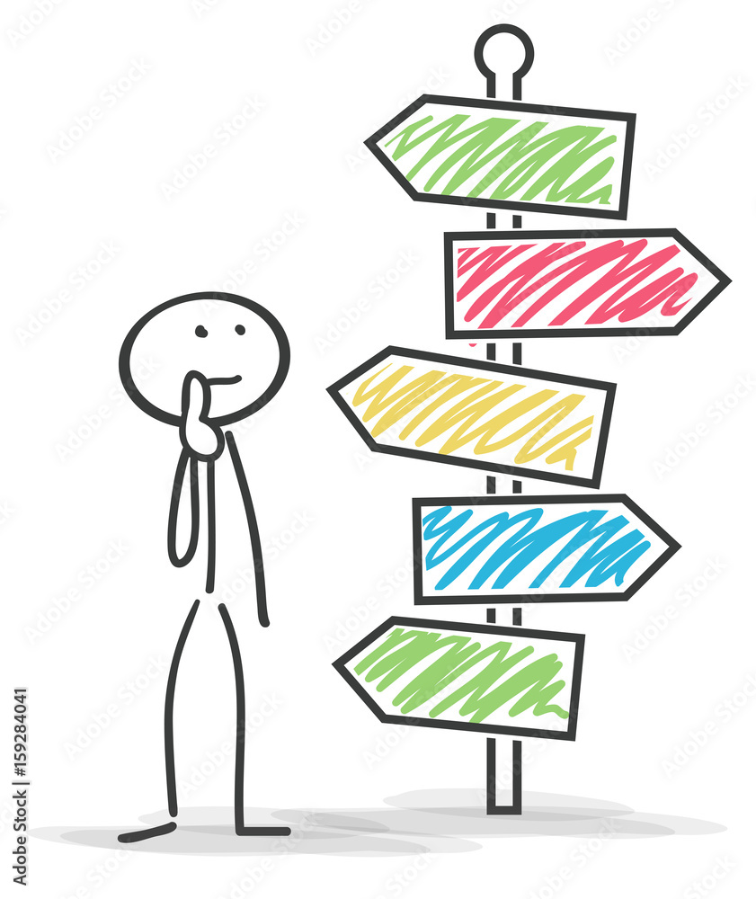 Strichmännchen Schilder Weg Ziel bunt Stock Vector | Adobe Stock