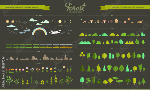 Set of flat vector forest elements - Buy this stock vector and explore ...