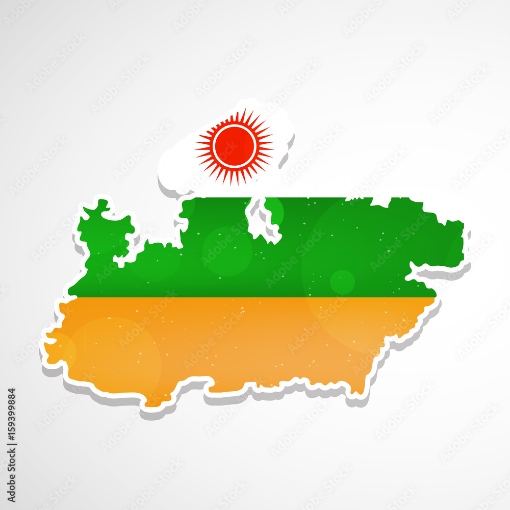 Indian State Madhya Pradesh flag with map Stock Vector | Adobe Stock