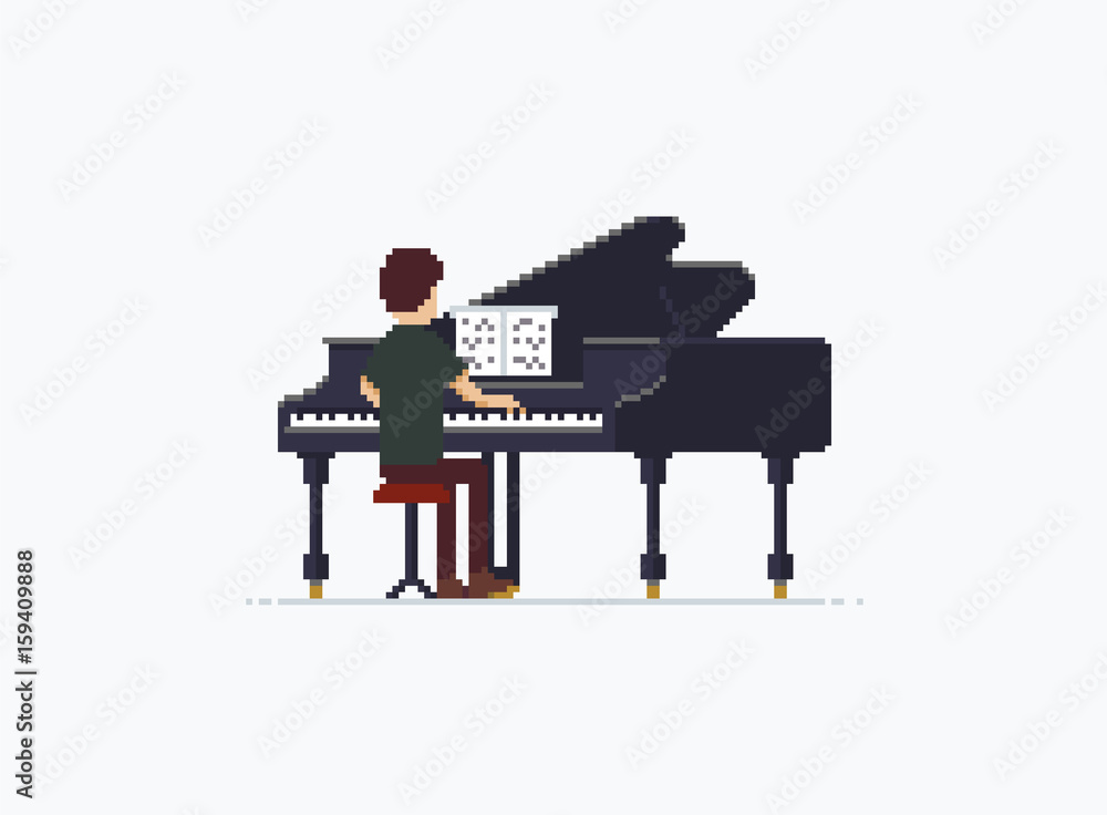 Pixel Art Grand Piano Stock Vector | Adobe Stock