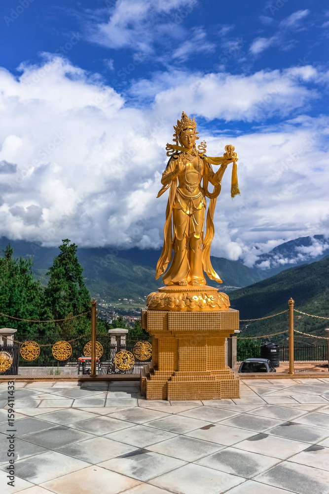 Golden statue of Buddhist female gods at Buddha Dordenma temple ...