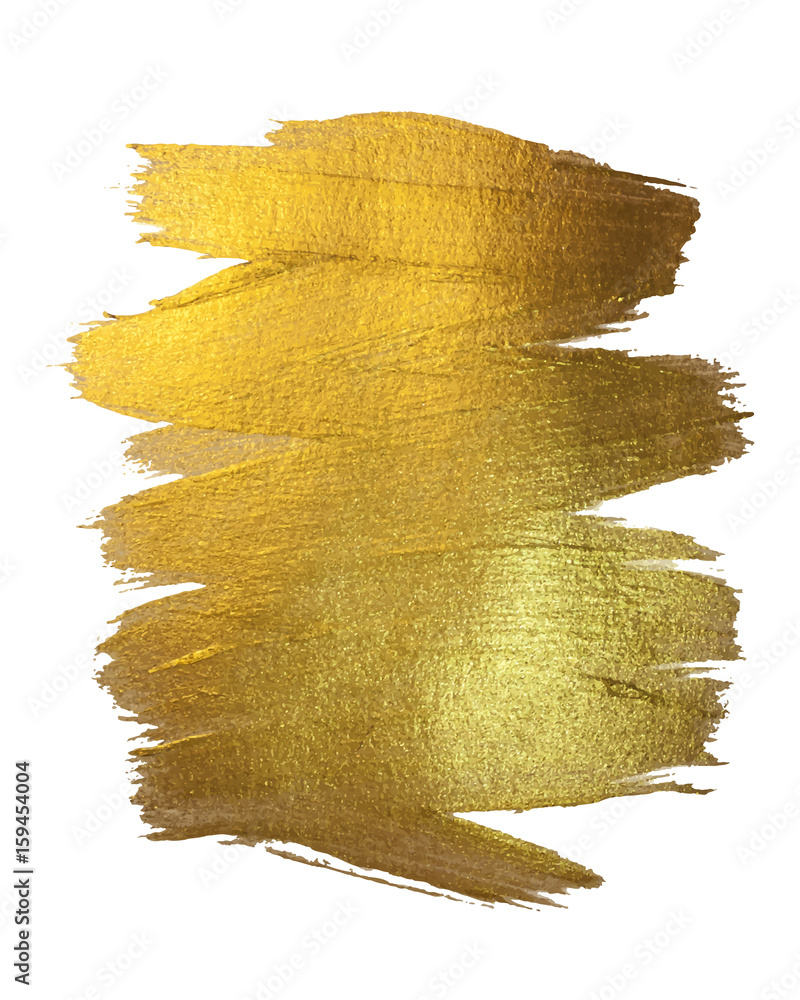 Gold Texture Paint Stain Illustration. Hand drawn brush stroke vector ...