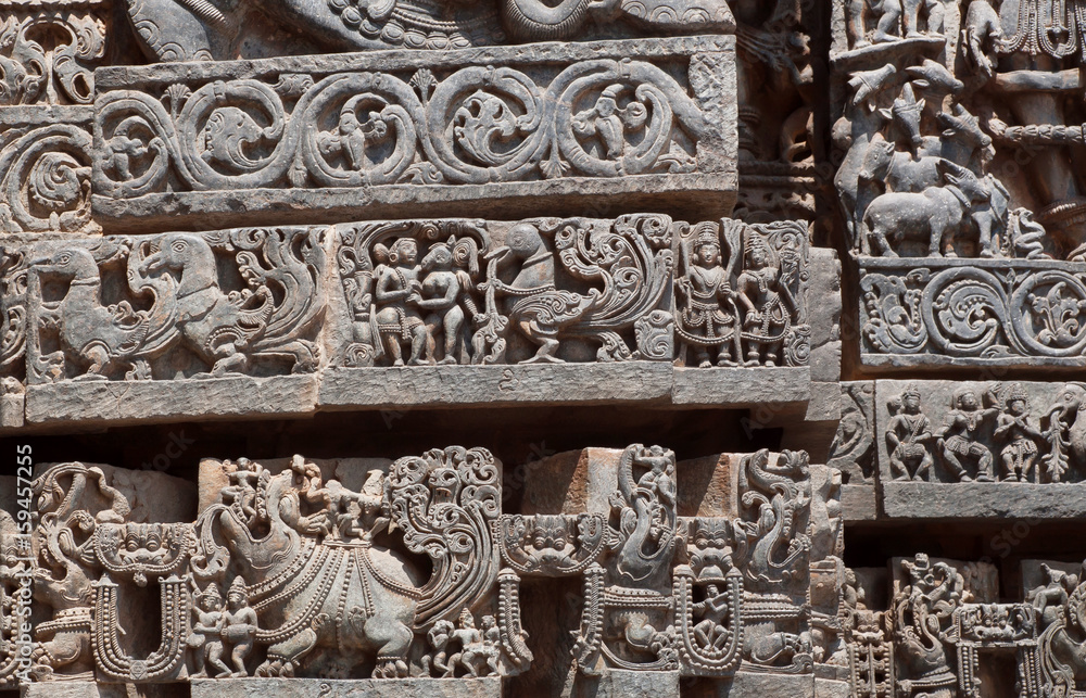 Great Indian architecture background on traditional style relief, with ...
