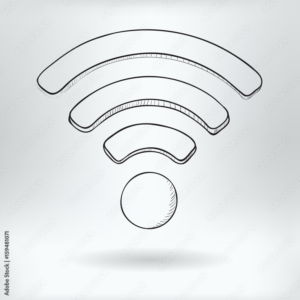 Cartoon Symbol of Wi-Fi - Internet Concept - Drawing Sketch Vector ...