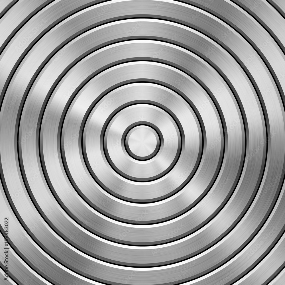 Metal technology background with circular polished, brushed texture ...