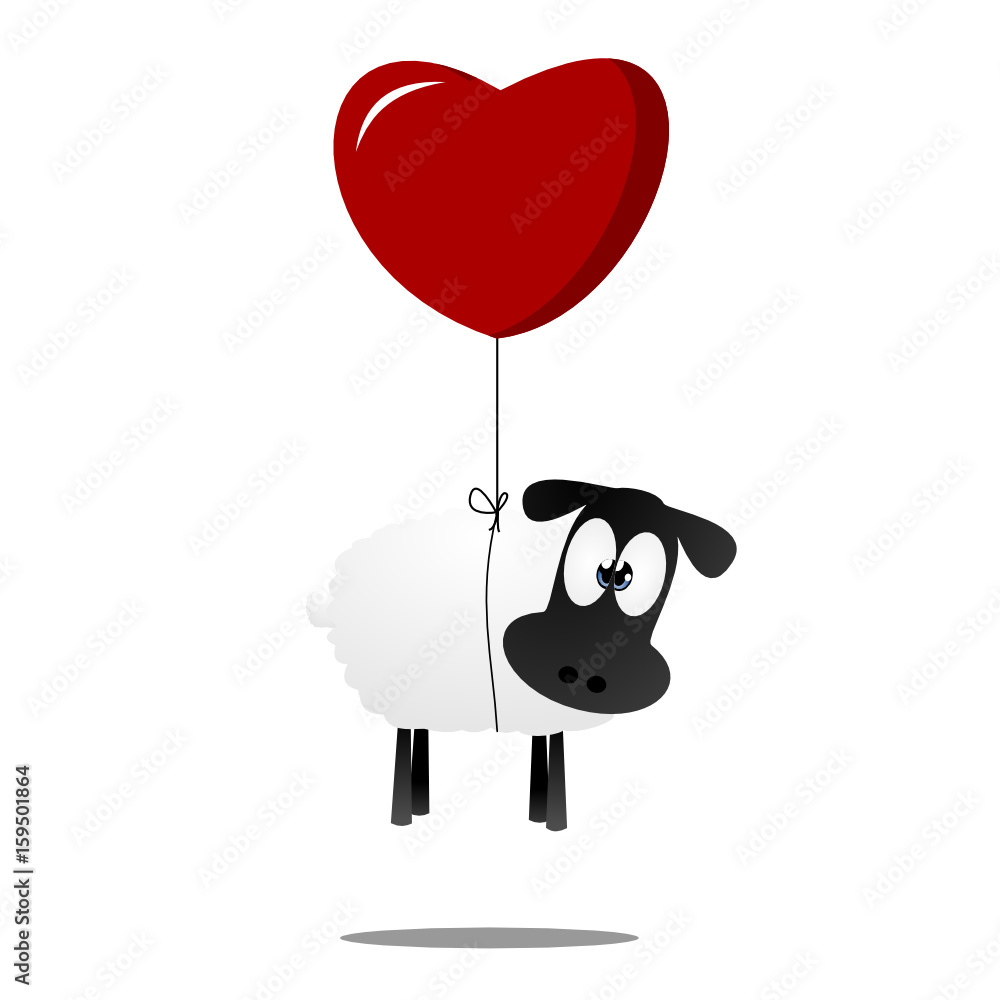 Hab dich lieb Schaf mit Herz Stock Vector | Adobe Stock