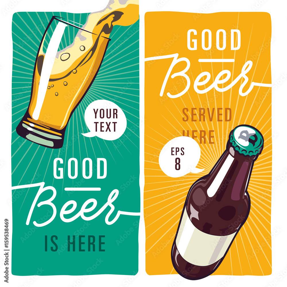 beer illustration vector with text Stock Vector | Adobe Stock