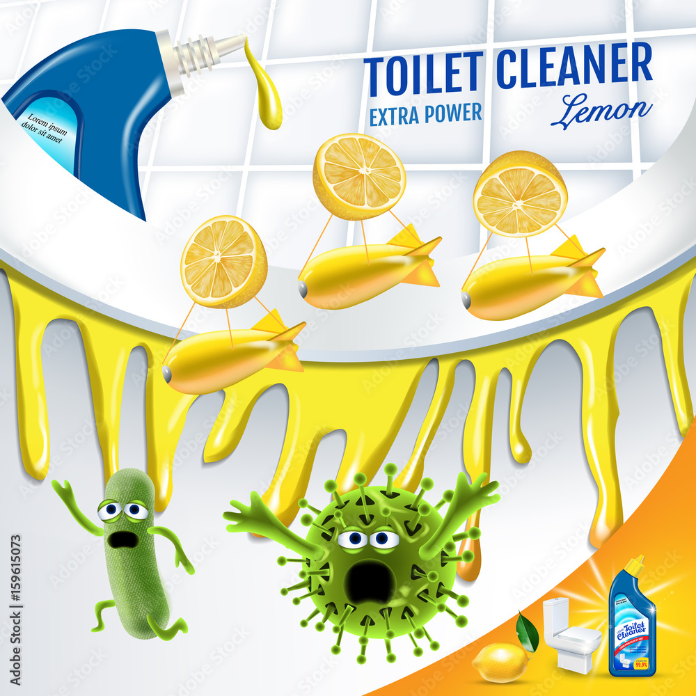 Citrus fragrance toilet cleaner ads. Cleaner bobs kill germs inside ...