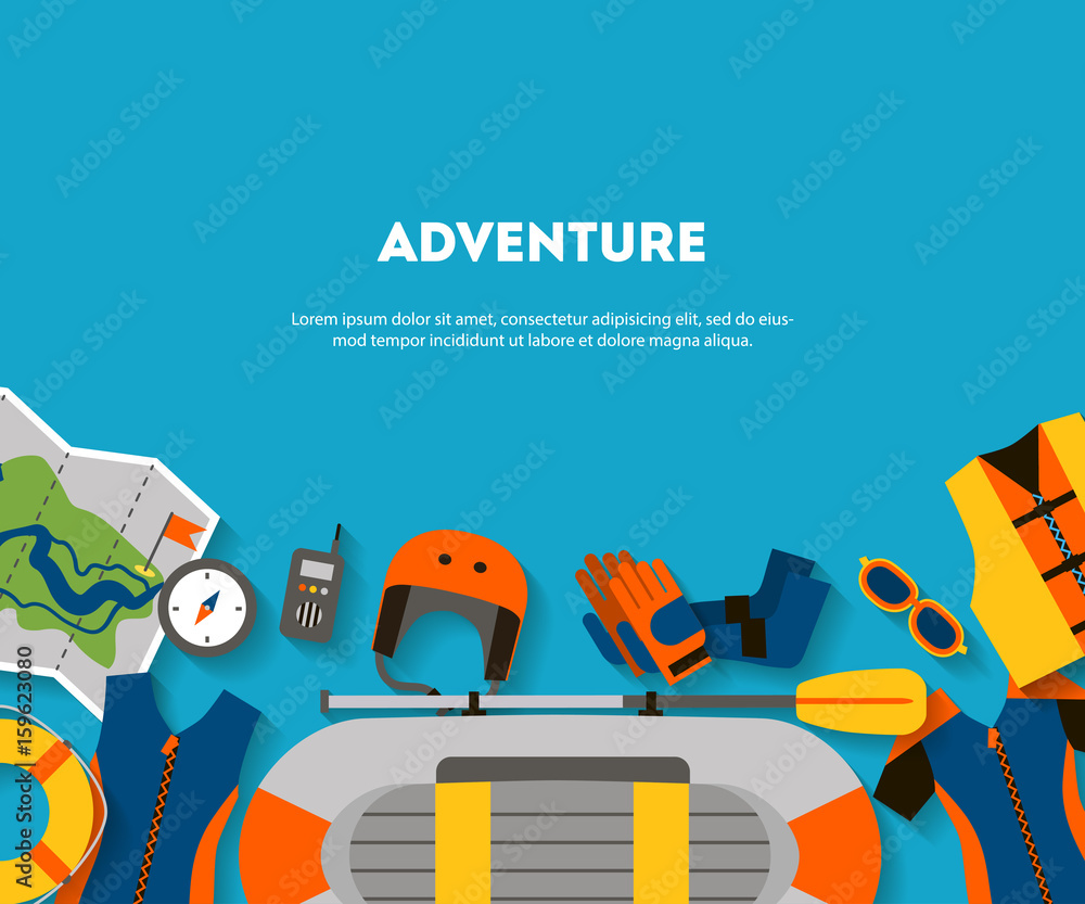 Horizontal banner set equipment for sports and outdoor activities flat ...