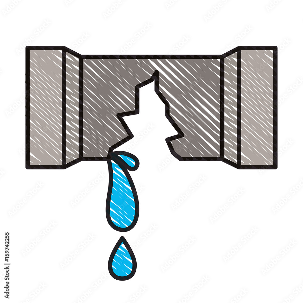 colored crayon silhouette of water pipe broken vector illustration ...