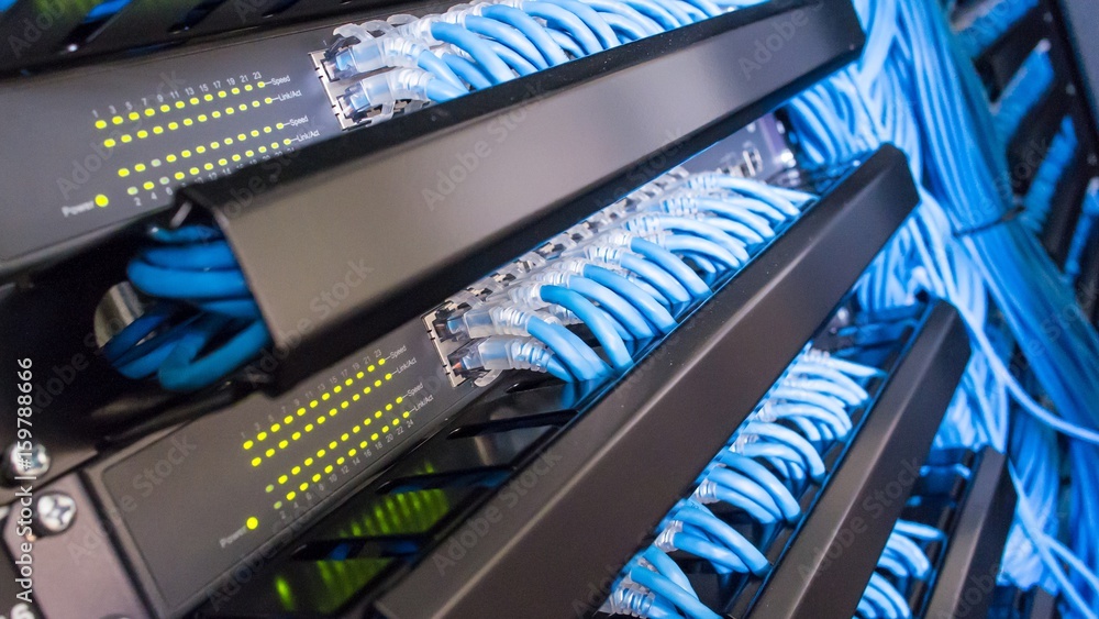 Ethernet switch hub in rack cabinet Stock Photo | Adobe Stock