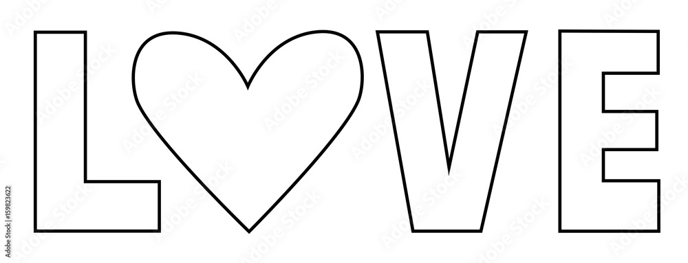 Love Coloring Page Stock Vector | Adobe Stock