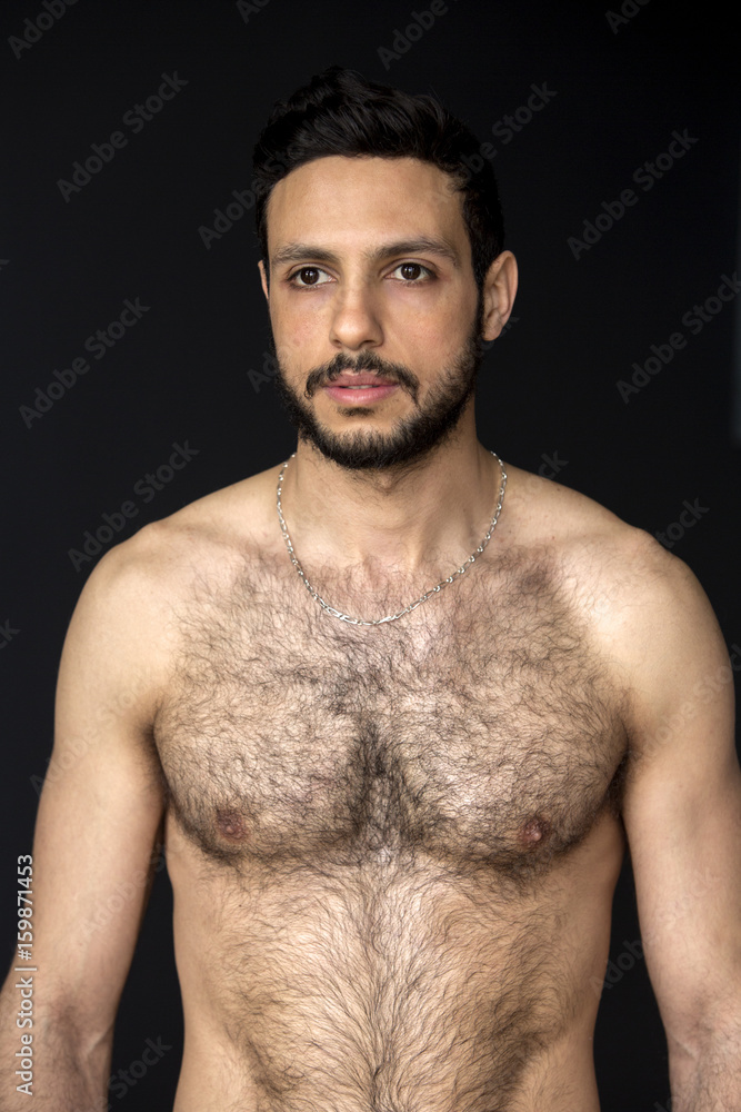 portrait of handsome shirtless hairy man Stock Photo | Adobe Stock