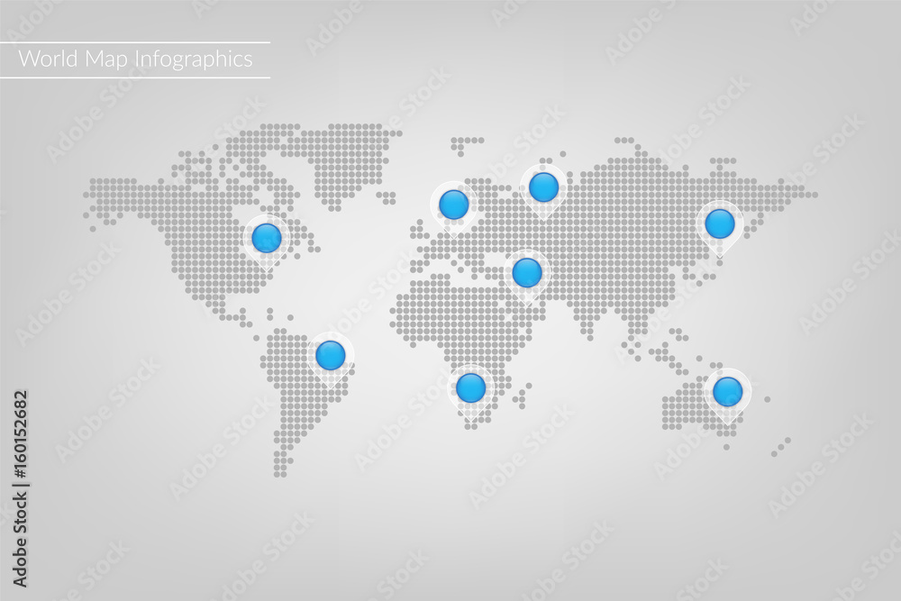 Vector world map infographic symbol. Dotted icon with country map ...