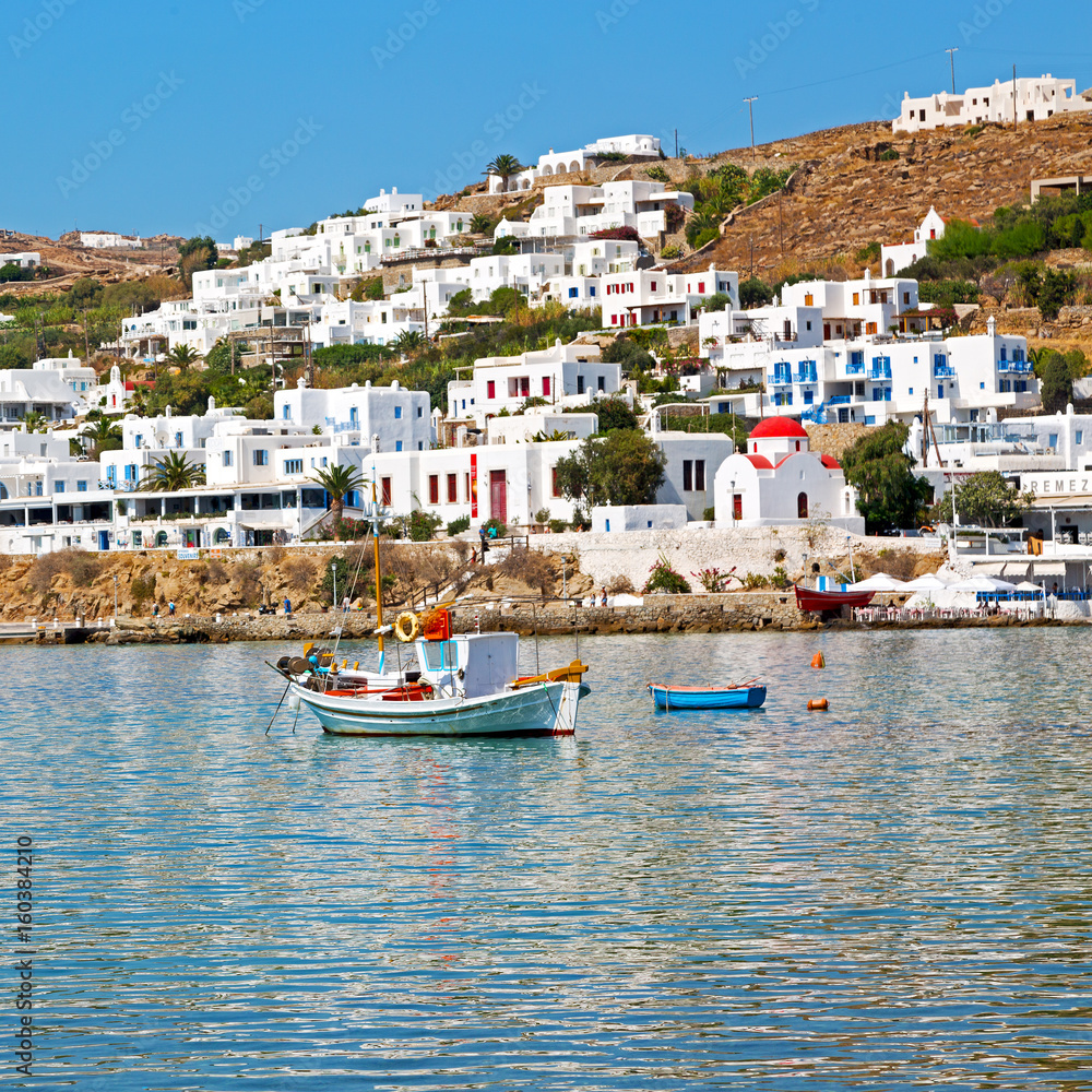 old history in cyclades island harbor and boat santorini naksos europe ...
