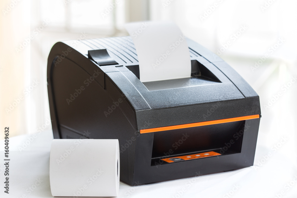 Office equipment, A point of sale receipt printer printing a receipt ...