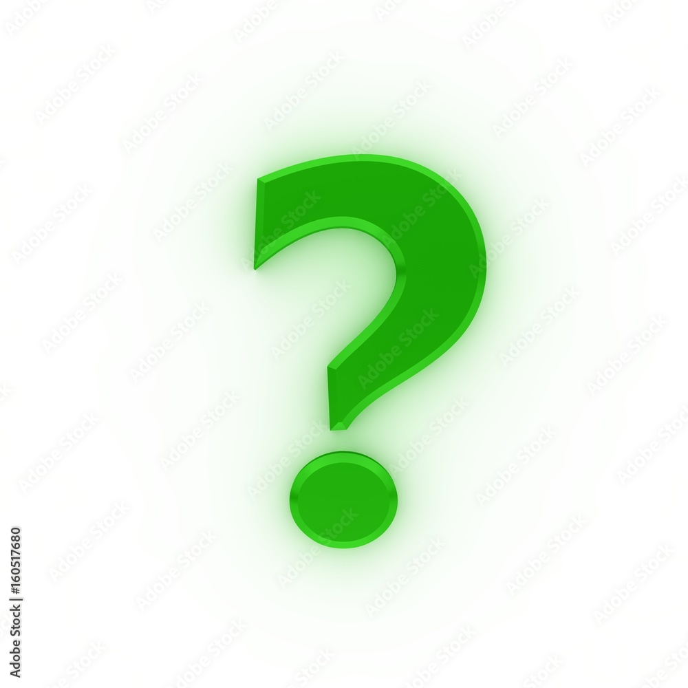 question mark 3d colored green interrogation point punctuation mark ...