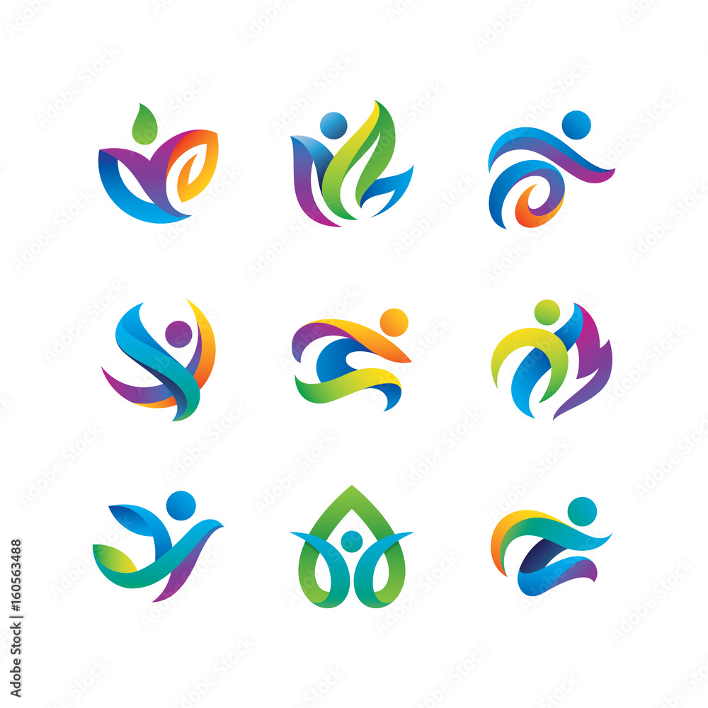 People Activity Logos Set Stock Vector | Adobe Stock