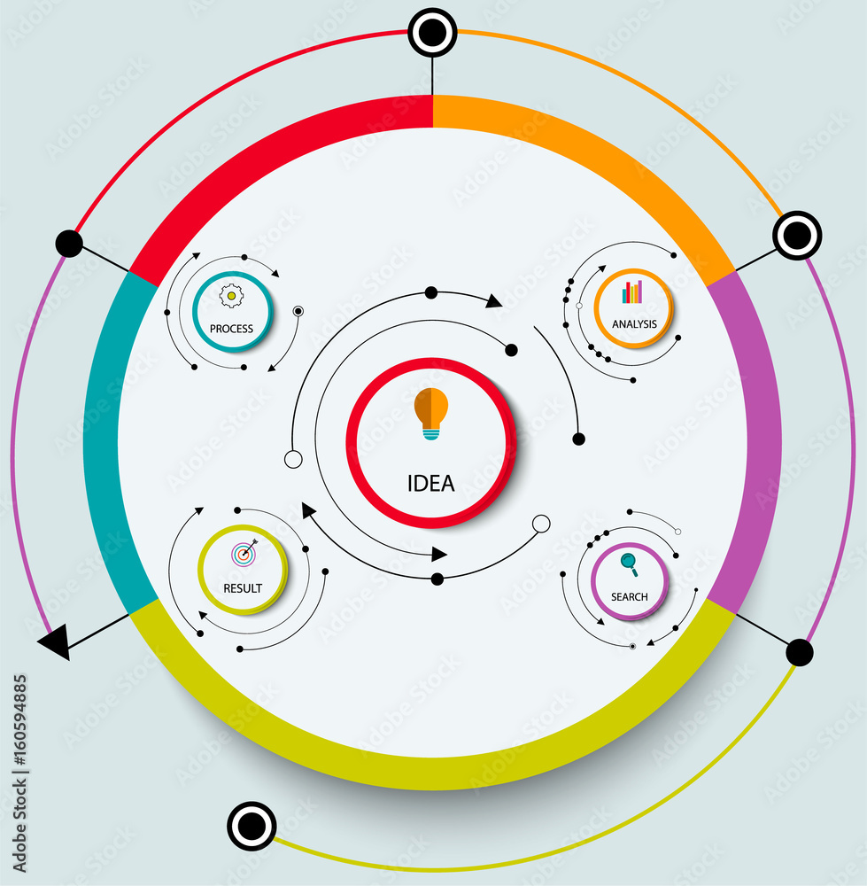 Vector Infographic 3D circle label design template with arrows sign and ...