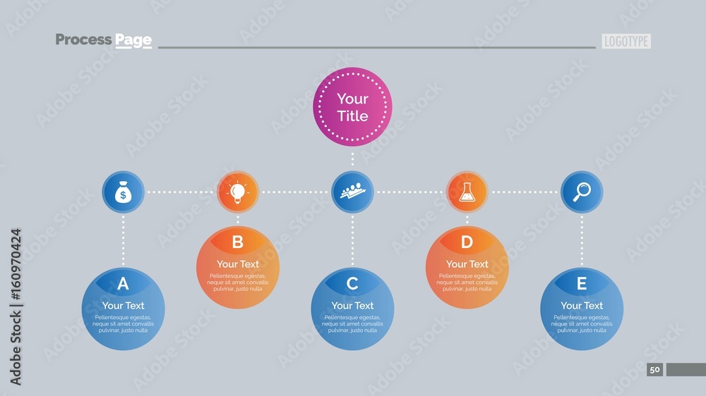 Simple Mind Map Diagram Slide Template Stock Vector | Adobe Stock