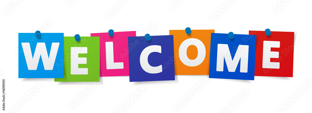 Welcome Sign Colorful Paper Notes Stock Vector | Adobe Stock