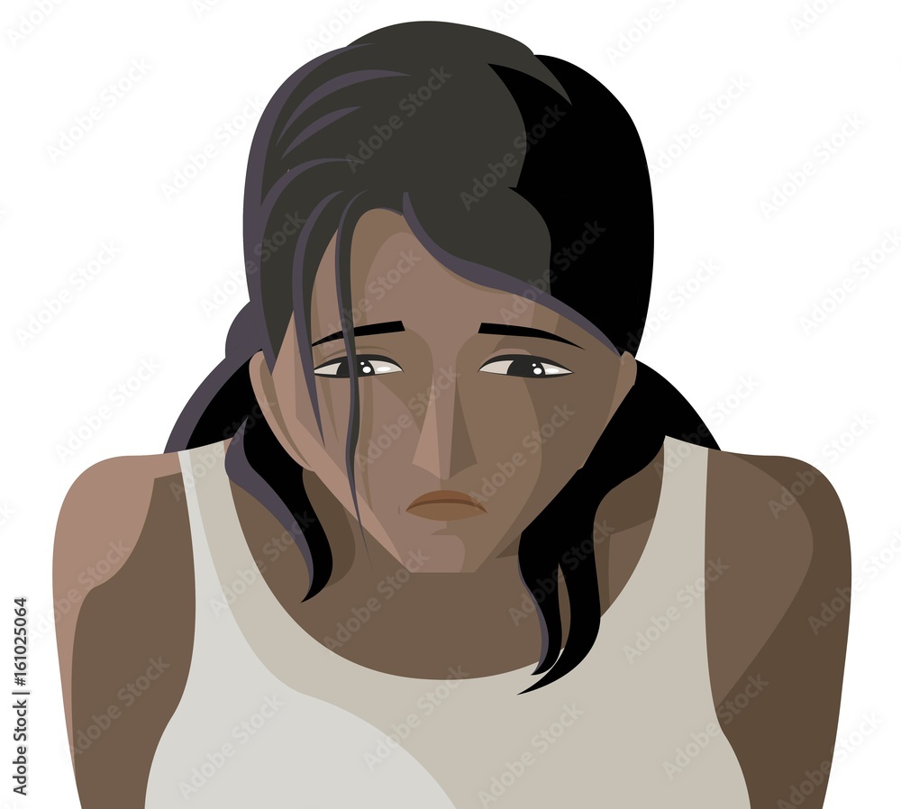 sad depressed african woman Stock Vector | Adobe Stock