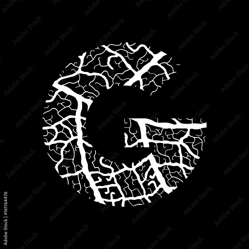 Nature alphabet, ecology decorative font. Capital letter G filled with ...