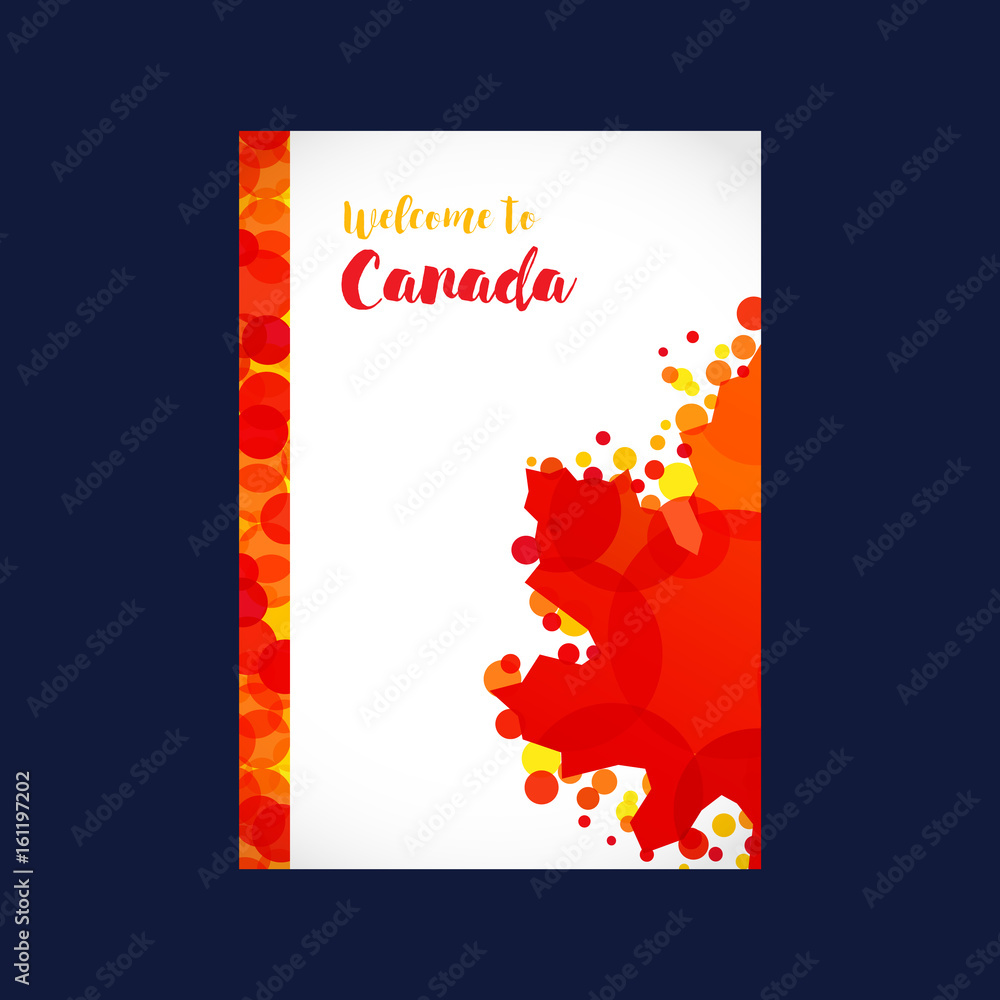 Welcome to Canada cover. Abstract composition, colored Canadian flag ...