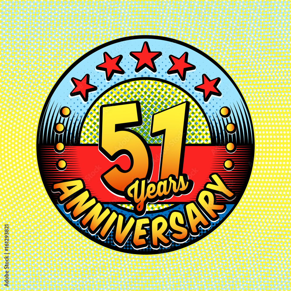 51st anniversary logo. Vector and illustrations. Comics anniversary ...