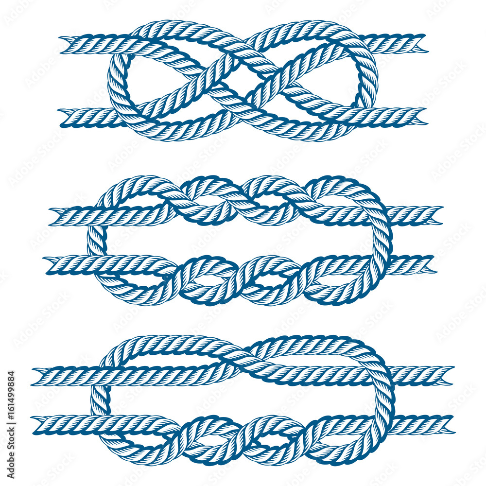 Sea boat rope knots vector illustration isolated marine navy cable ...
