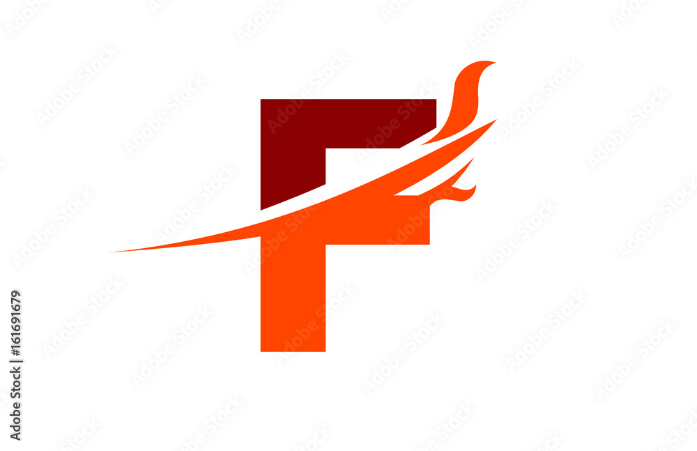 F Red Fire Swoosh Flame Letter Logo Stock Vector | Adobe Stock