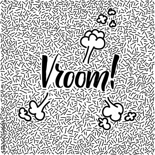 Line-art hand-drawn doodle with modern calligraphy word Vroom! Stock ...