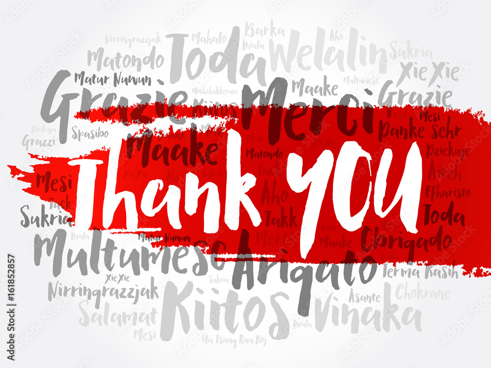 Thank You word cloud in different languages, concept background Stock ...