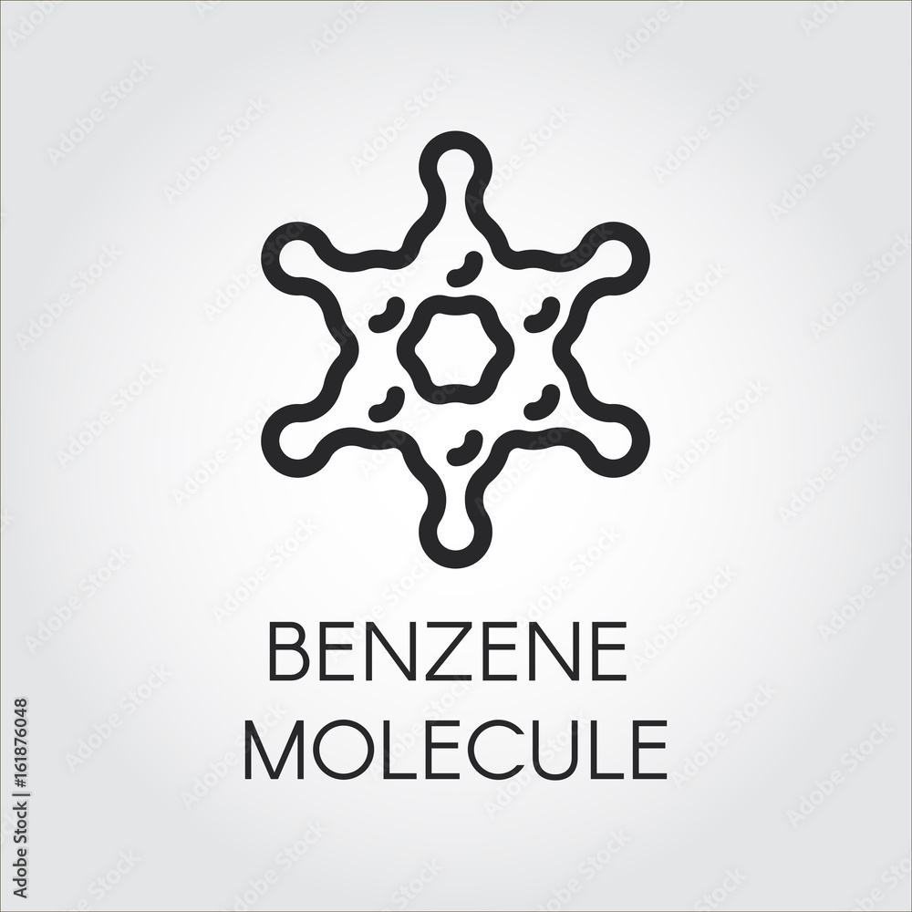 Simplicity line icon of benzene molecule. Organic chemical compound ...