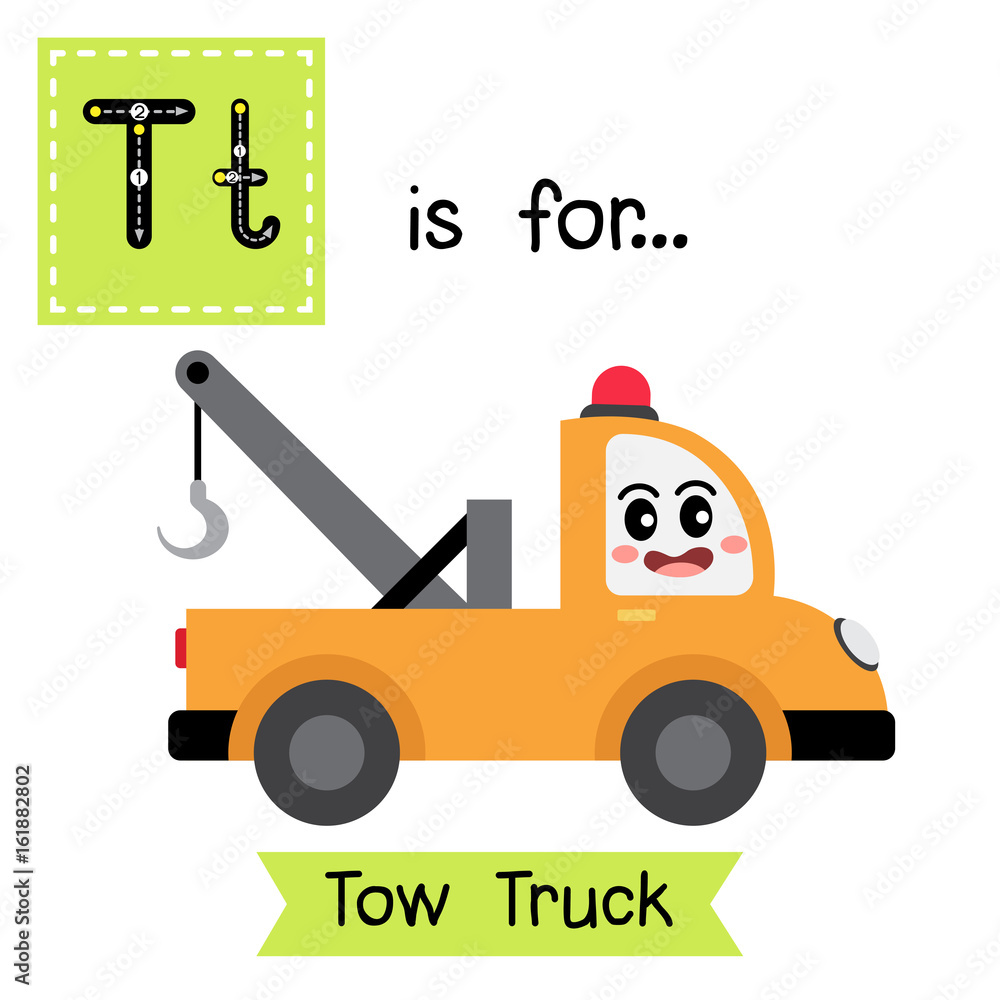Letter T cute children colorful transportations alphabet tracing ...