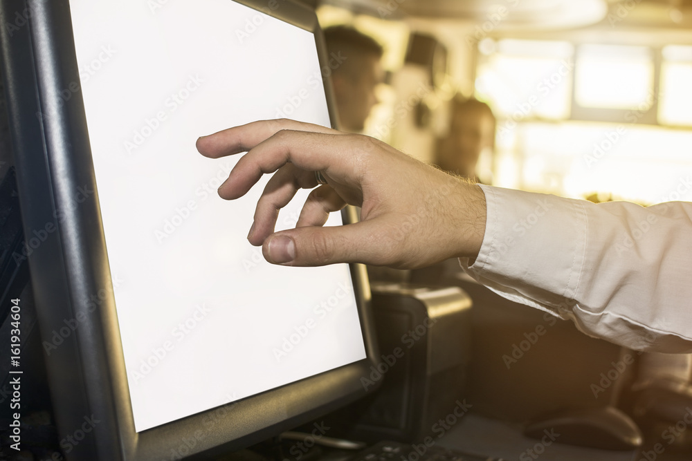 Point of sale retail service computerized terminal in a coffee shop ...