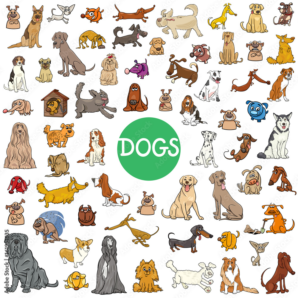 cartoon dog characters large collection Stock Vector | Adobe Stock