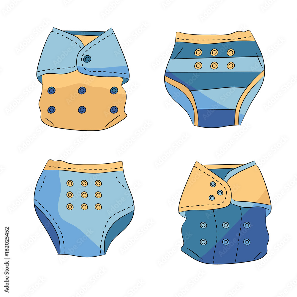 Four baby boy diapers on white background Stock Illustration | Adobe Stock