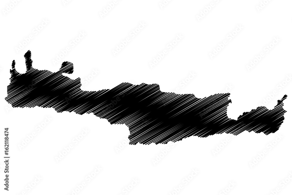 Crete map vector illustration, scribble sketch island of Crete Stock ...
